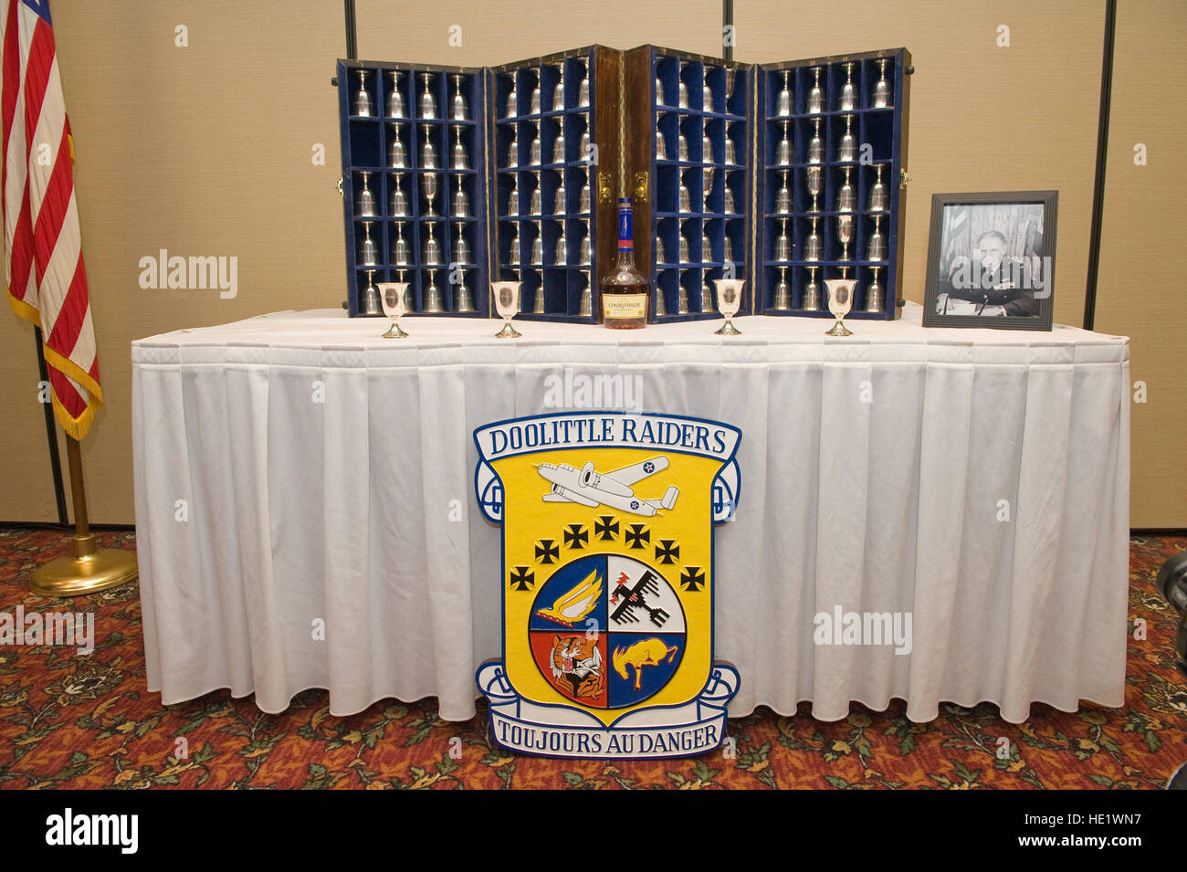 Goblets for Doolittle Raiders left-right Master Sgt. David J. Thatcher ...