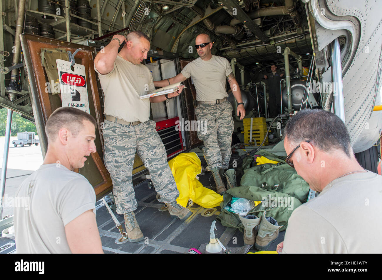 Aerial spray maintainers from the 910th Airlift Wing brief safety ...