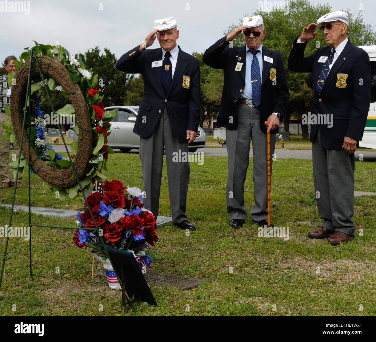 Form right, retired Lt. Col. Dick Cole, retired Lt. Col. Ed Saylor and ...