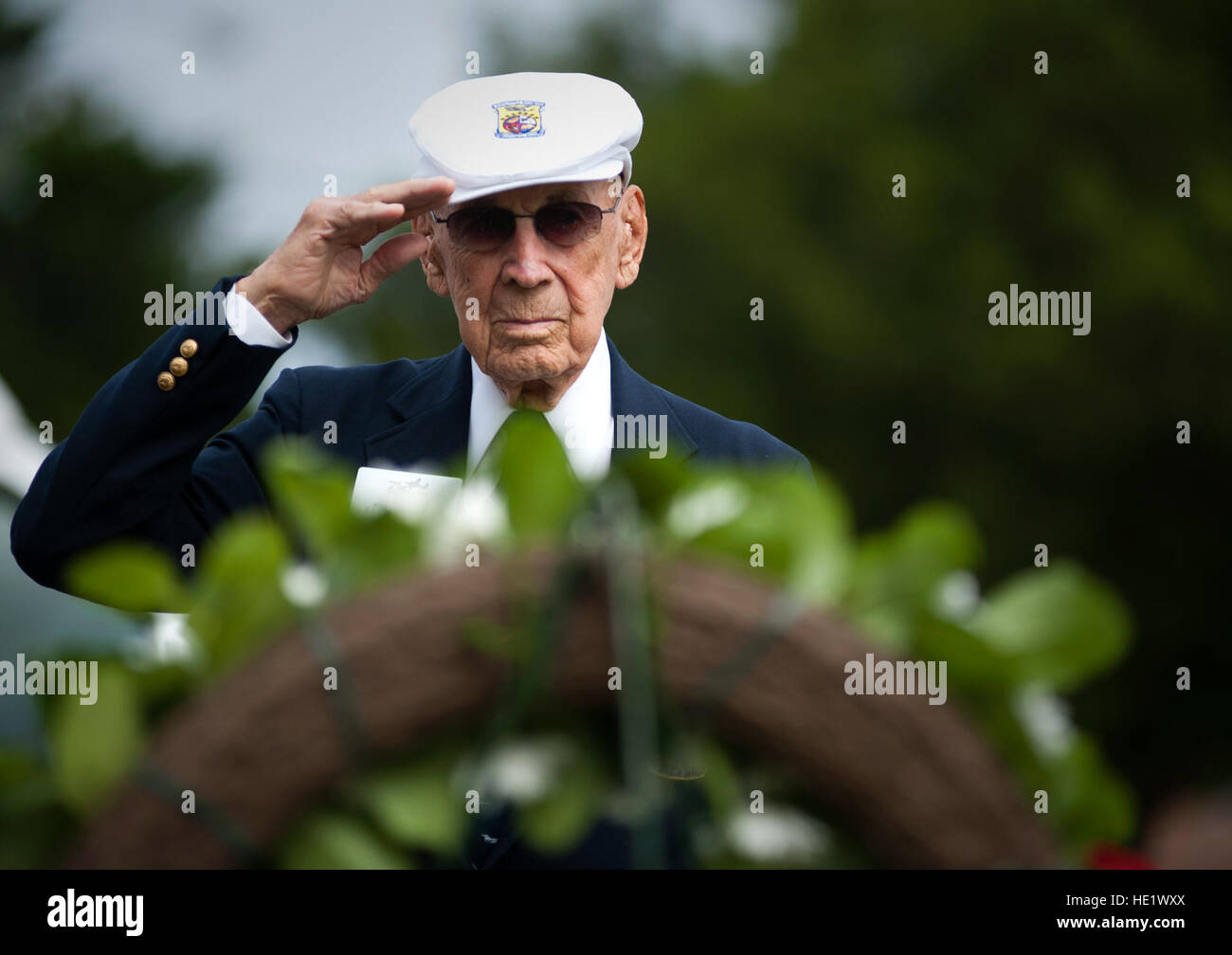 Retired Lt. Col. Dick Cole salutes the grave site of his fellow ...