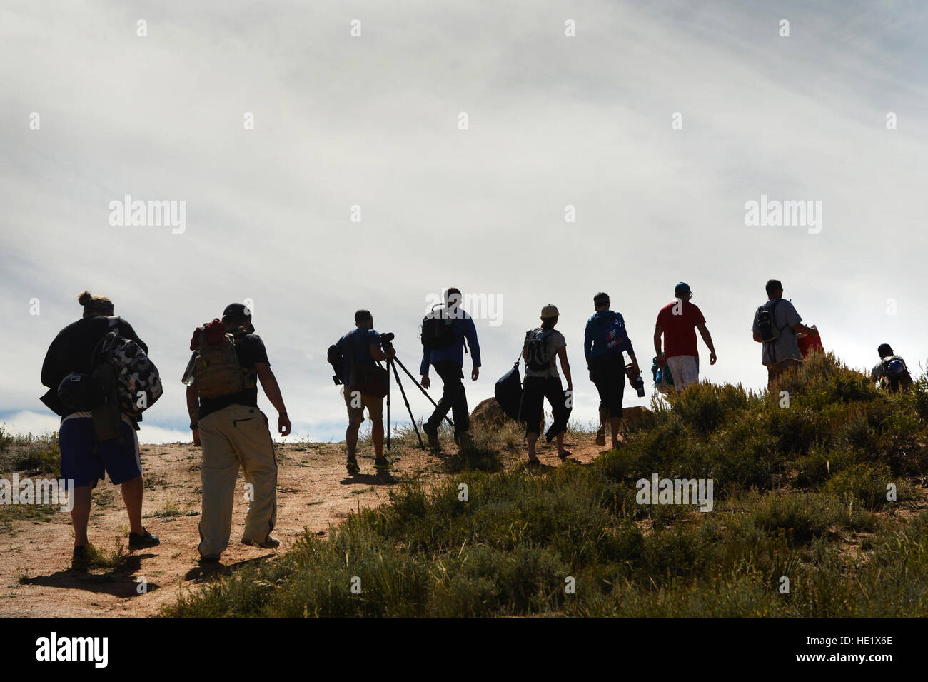 U.S. military veterans leave the Hartman Rocks during an Adaptive ...