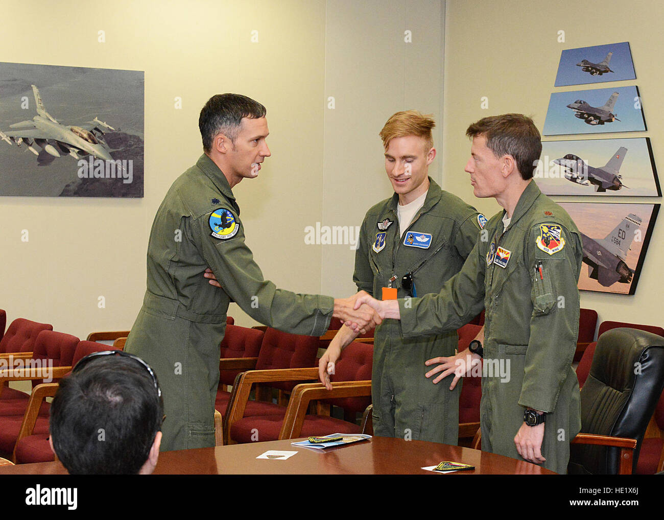 Lt. Col. Chris Keithley from left, 416th Flight Test Squadron commander ...