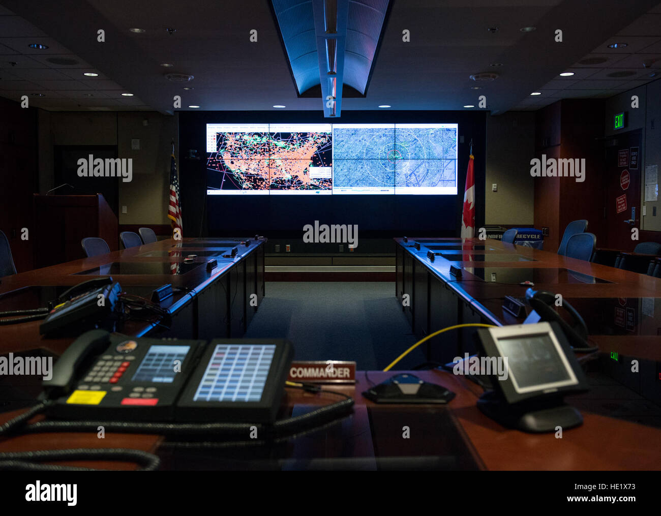 Two large screens light up the alternate command and control center in ...