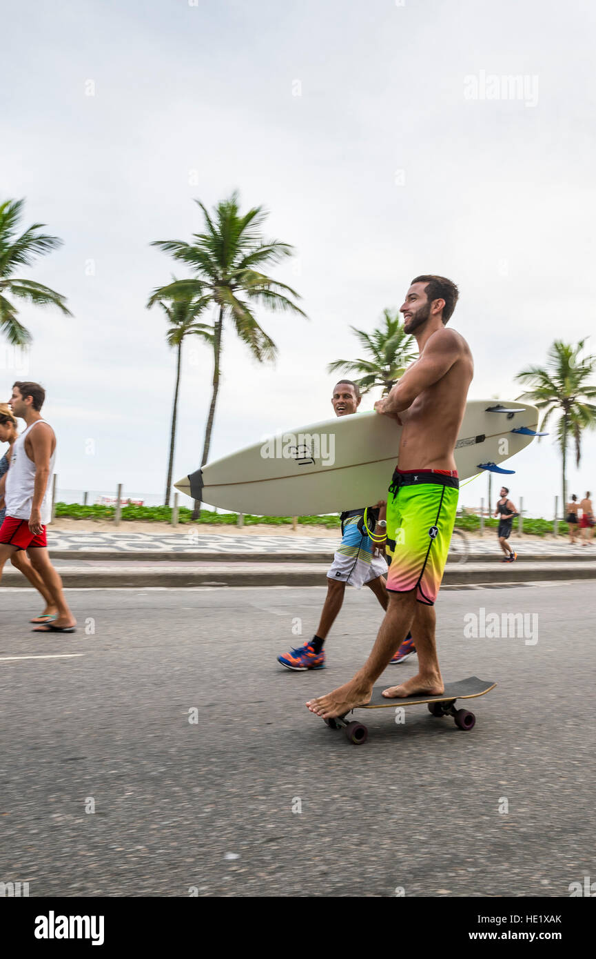 RIO DE JANEIRO - MARCH 6, 2016: Young carioca Brazilian man carries a ...