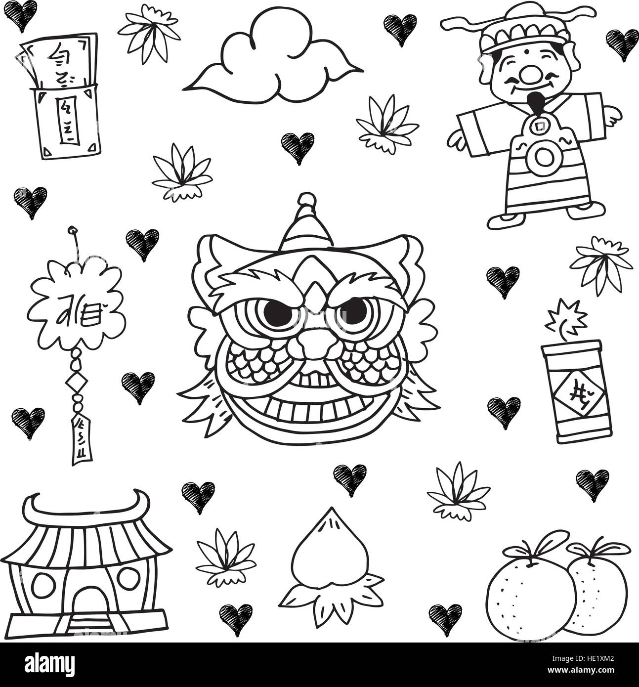 Doodle of Chinese New Year Stock Vector Image & Art - Alamy