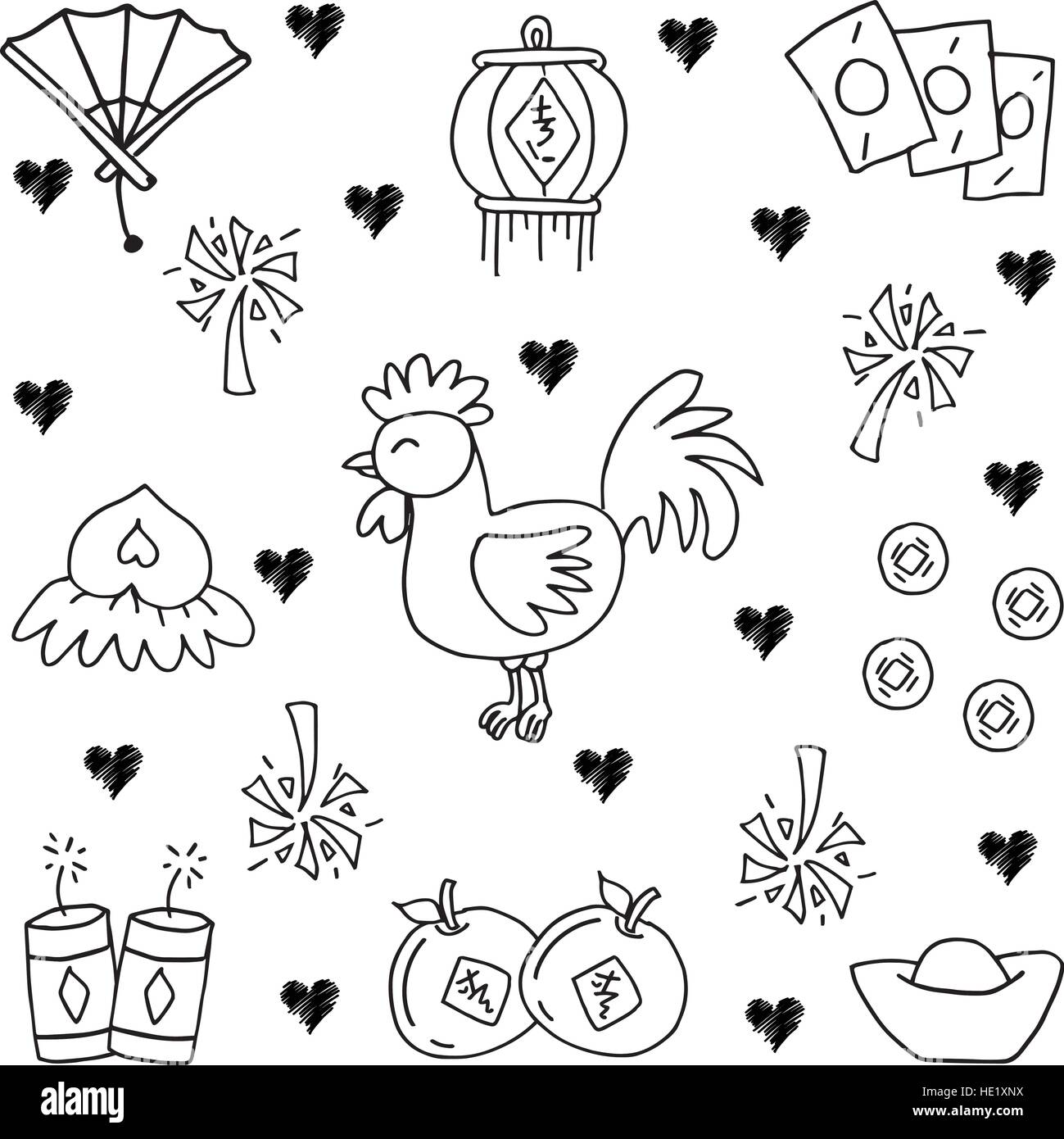 Illustration chinese new year doodles hi-res stock photography and ...