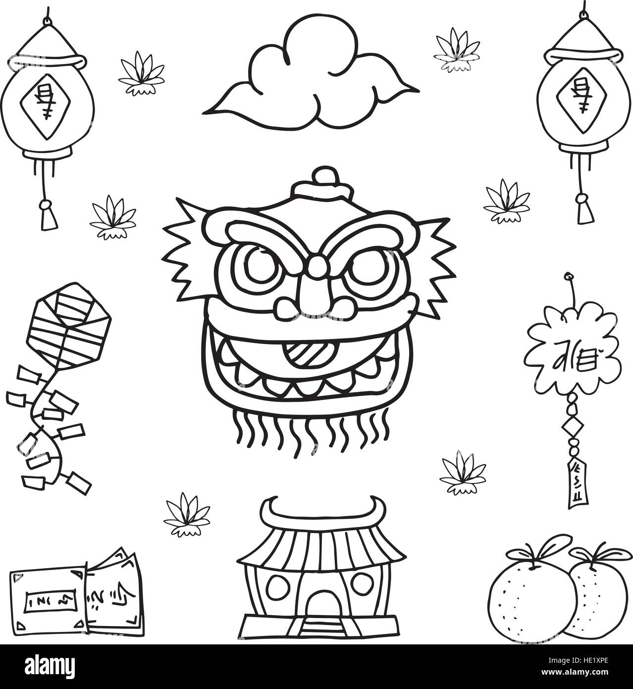 Illustration chinese new year doodles hi-res stock photography and ...
