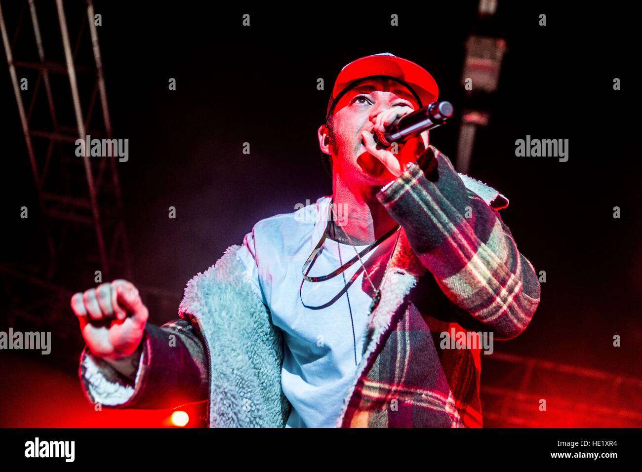 Milano, Italy. 15th Dec, 2016. Italian rapper Salmo performs live at ...