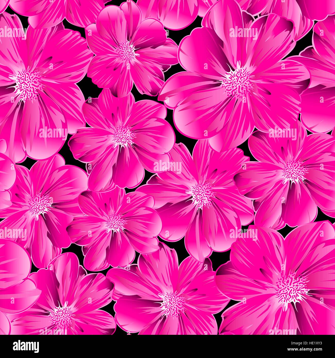 Pink flowers in a seamless pattern Stock Vector Image & Art - Alamy