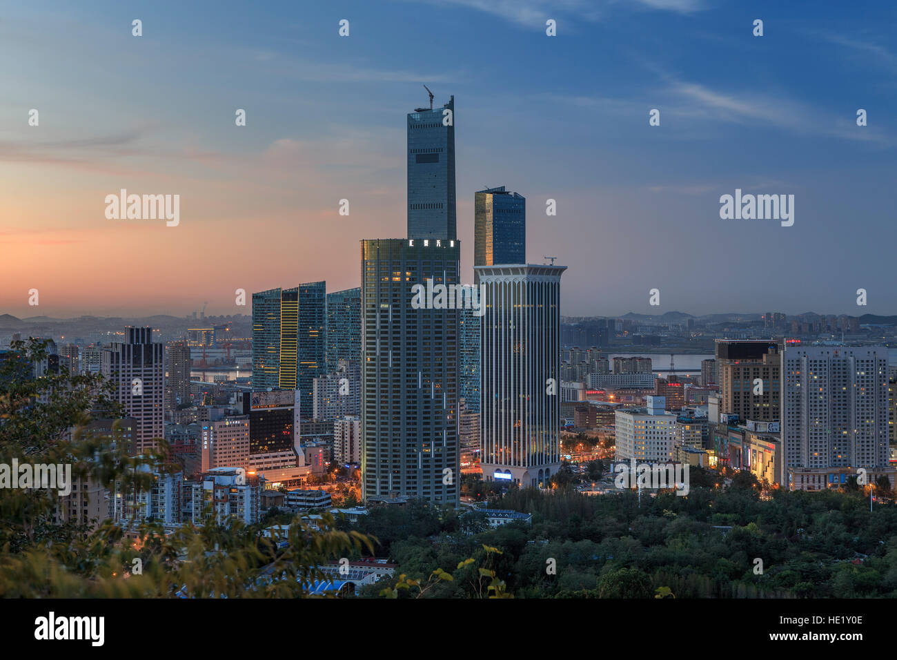 Dalian evening city building Stock Photo - Alamy