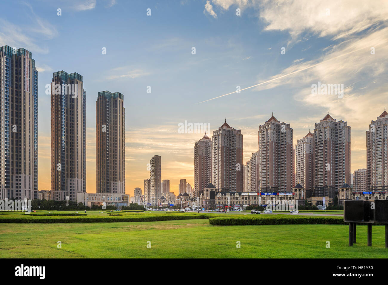 Dalian evening city building Stock Photo - Alamy