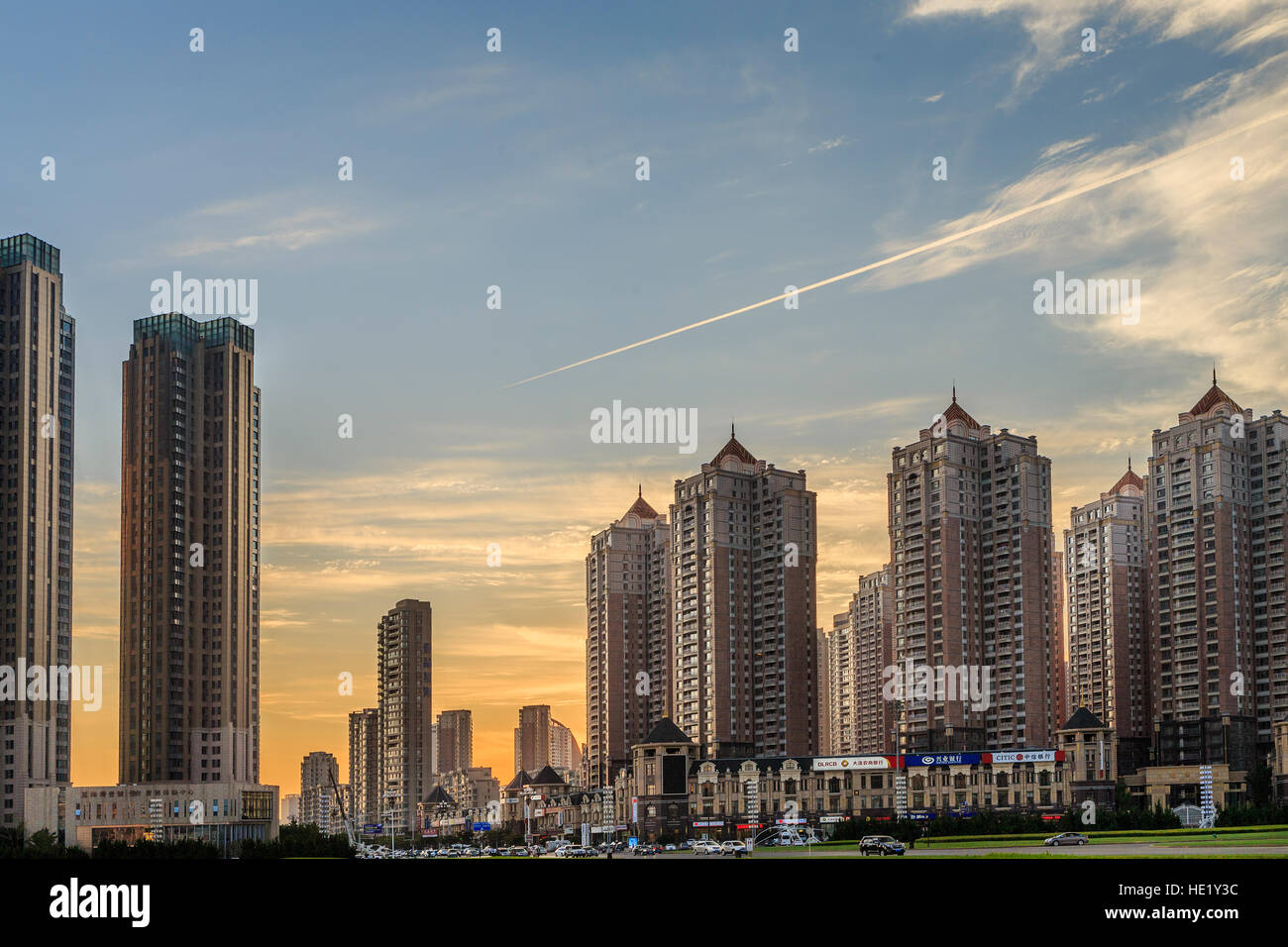 Dalian evening city building Stock Photo - Alamy
