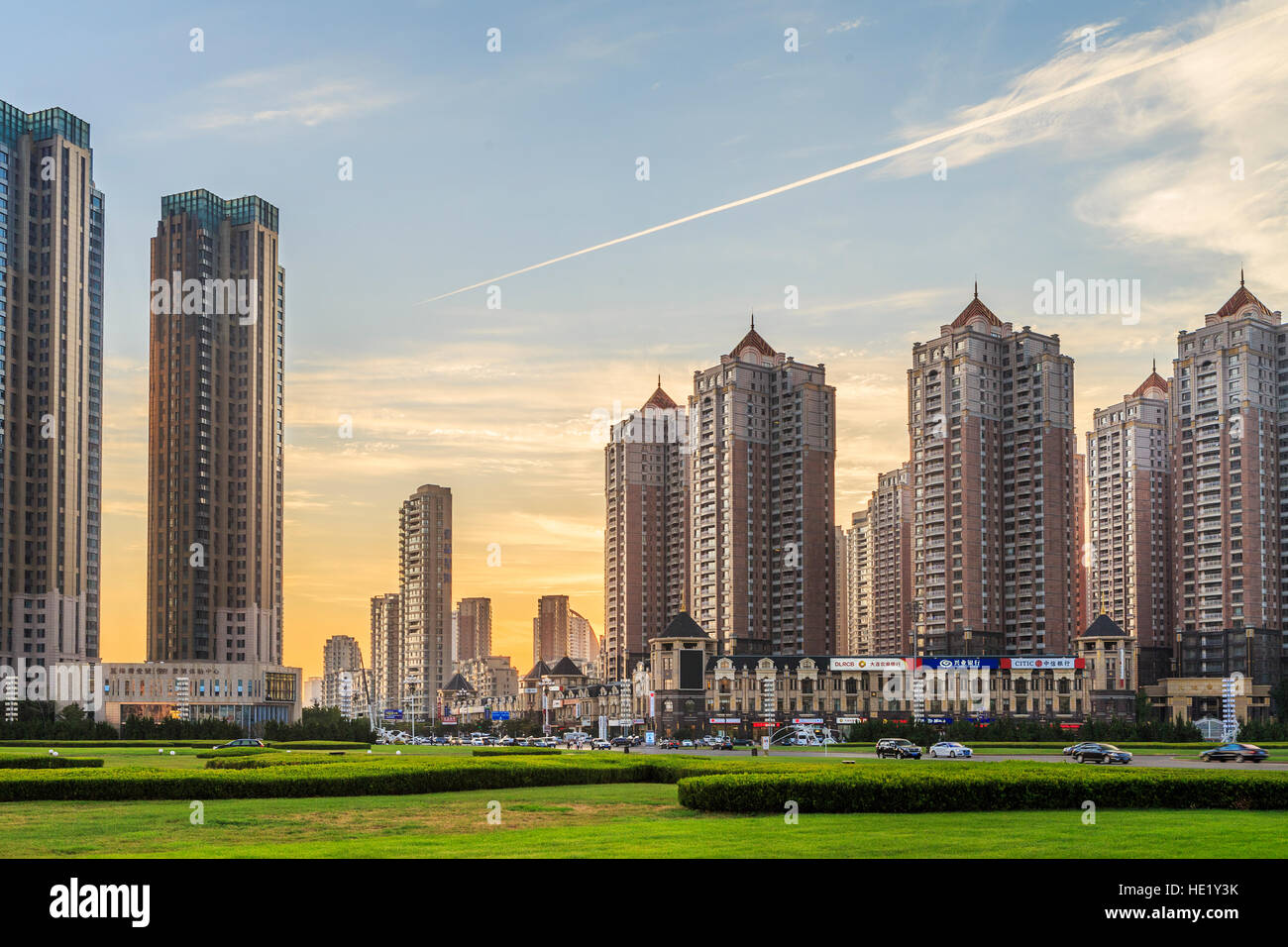 Dalian evening city building Stock Photo - Alamy