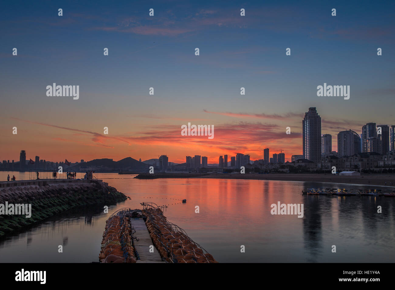 Dalian evening city building Stock Photo - Alamy