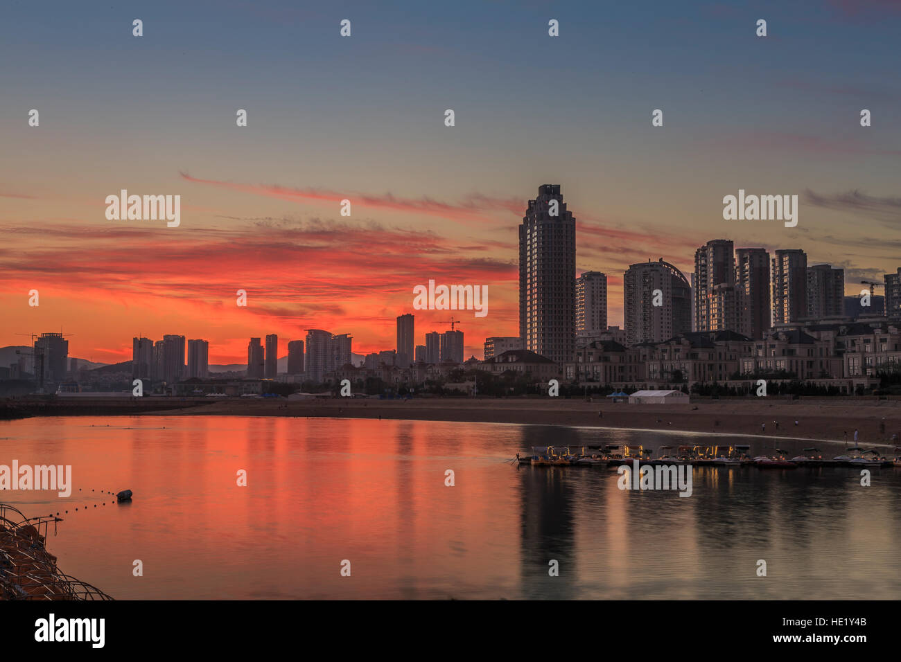 Dalian evening city building Stock Photo - Alamy