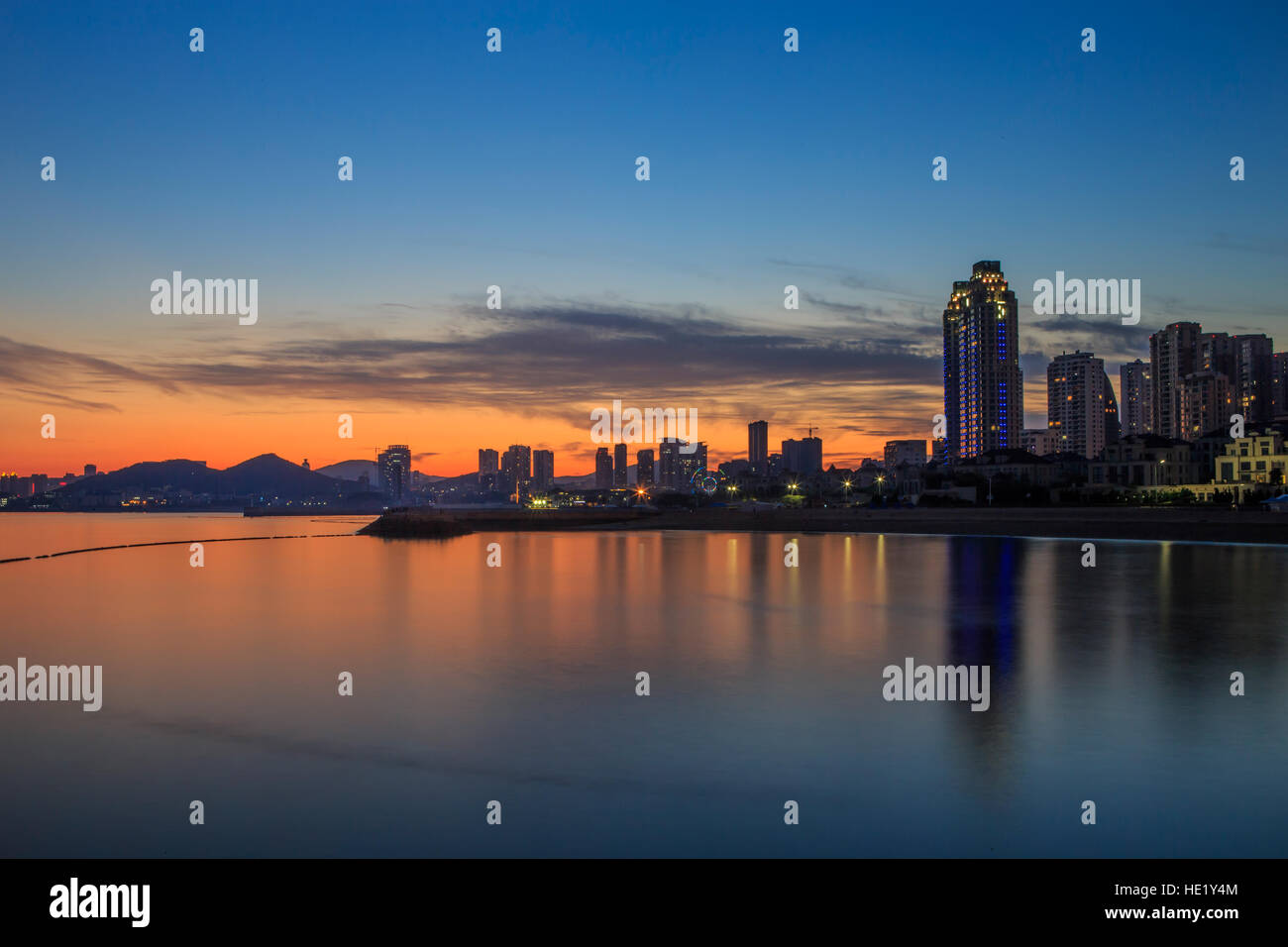 Dalian evening city building Stock Photo - Alamy