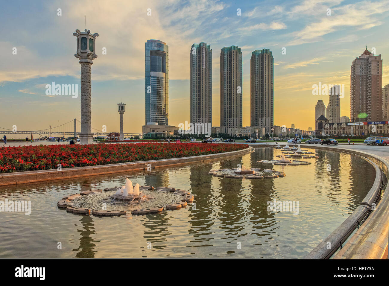 Dalian evening city building Stock Photo - Alamy