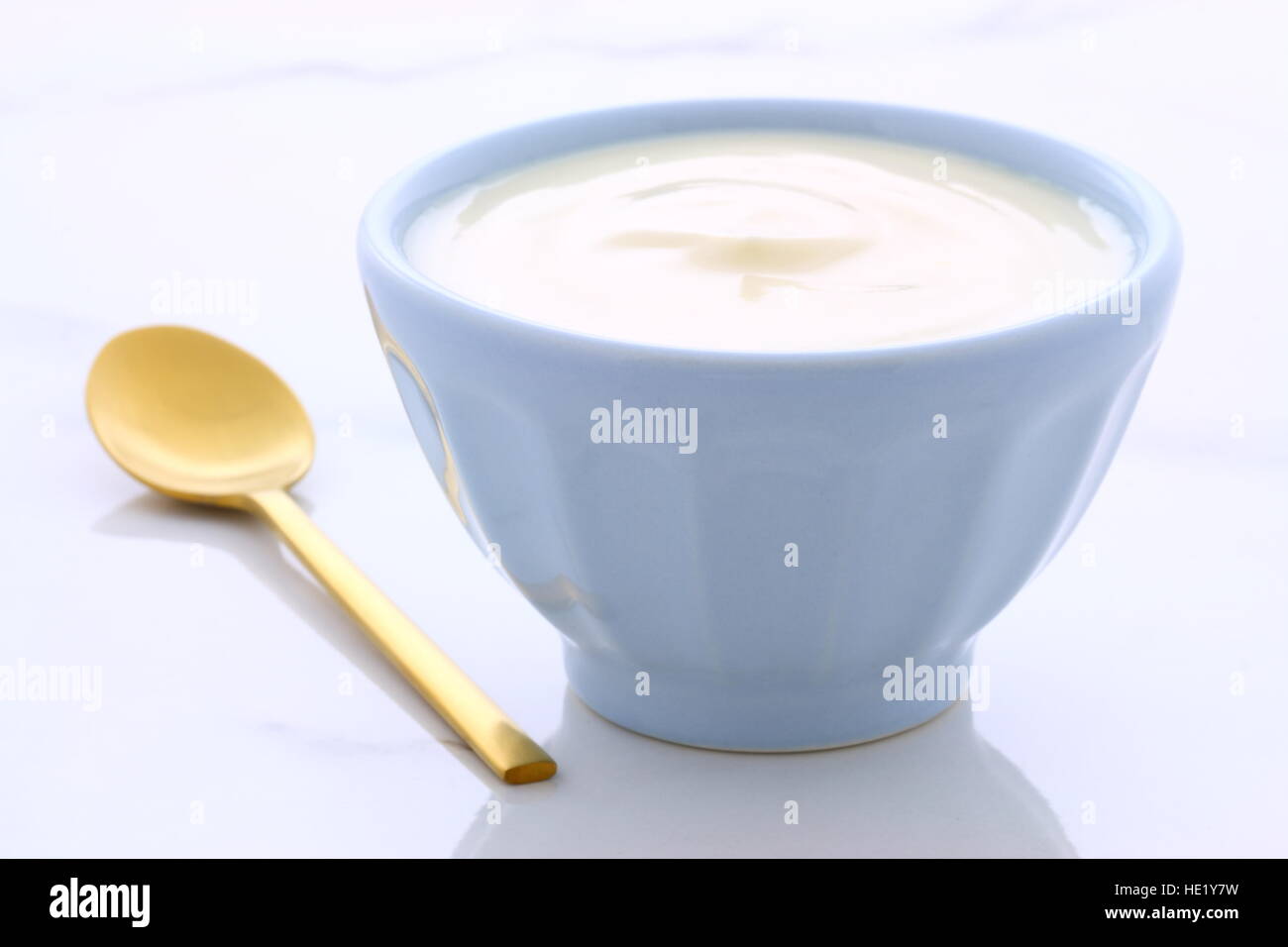 Delicious, nutritious and healthy fresh plain yogurt on vintage italian ...