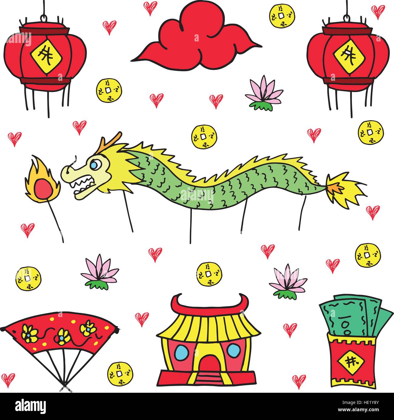Vector art of Chinese celebration doodles Stock Vector Image & Art - Alamy