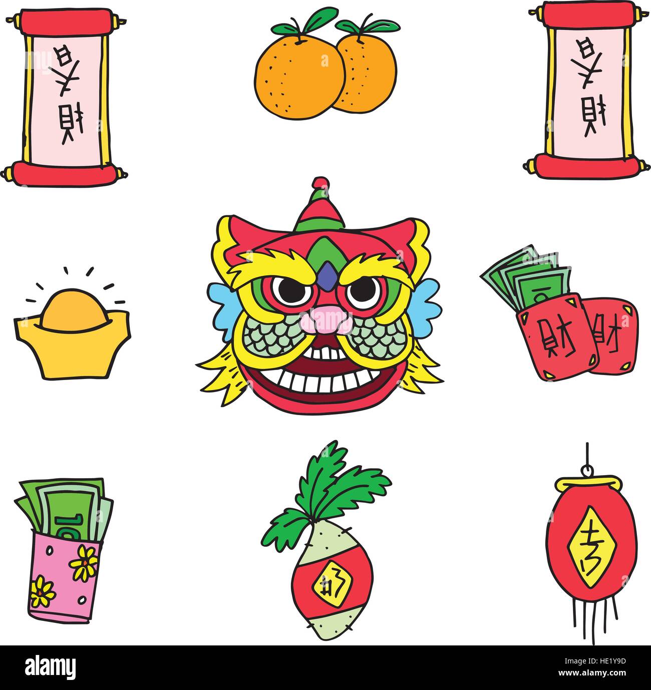 Illustration chinese new year doodles hi-res stock photography and ...