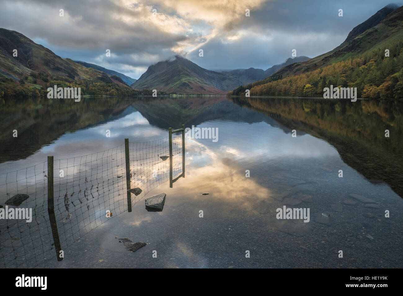 Stunning Autumn Fall landscape image of Lake Buttermere in Lake ...