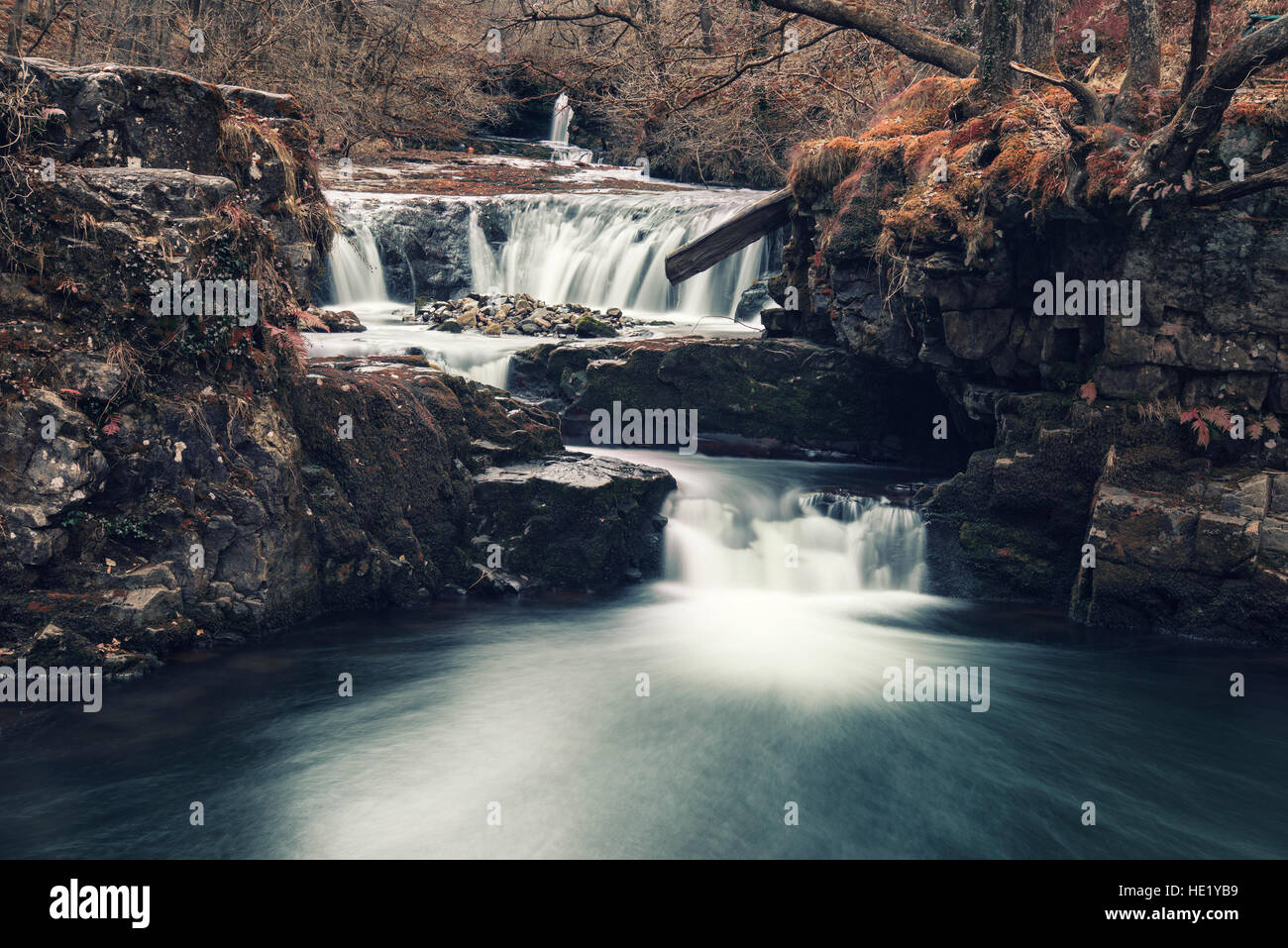 Beautiful waterfall landscape image in forest during Autumn Fall Stock ...