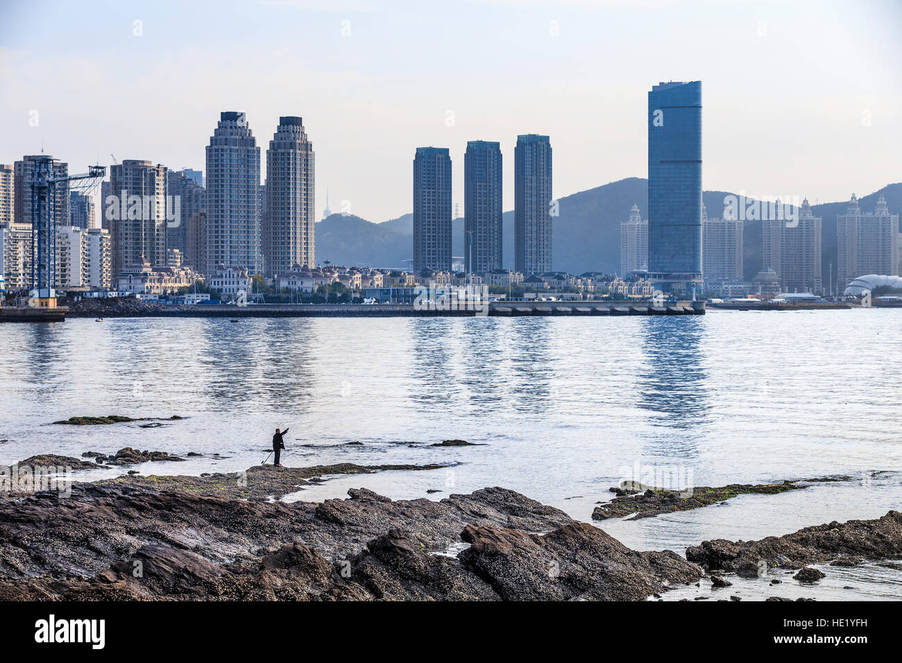 Dalian evening city building Stock Photo - Alamy