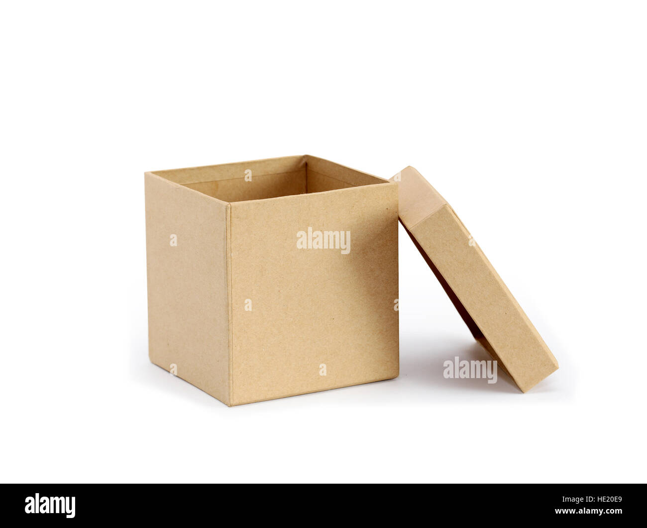 Empty cardboard box and cover on white background Stock Photo - Alamy