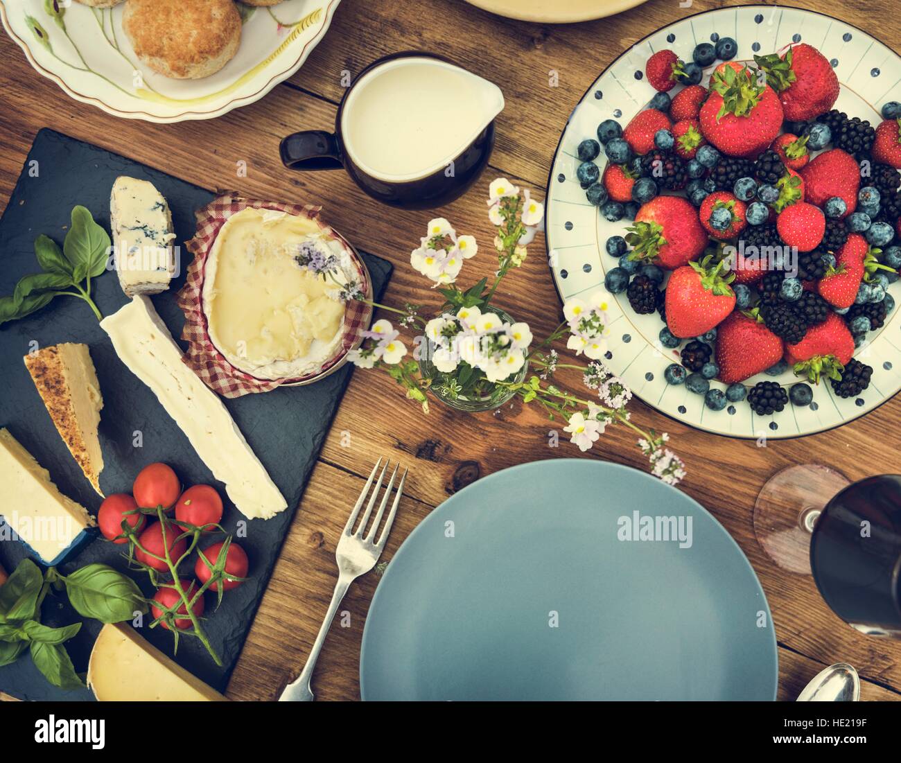 Table Food Lunch Variety Concept Stock Photo - Alamy