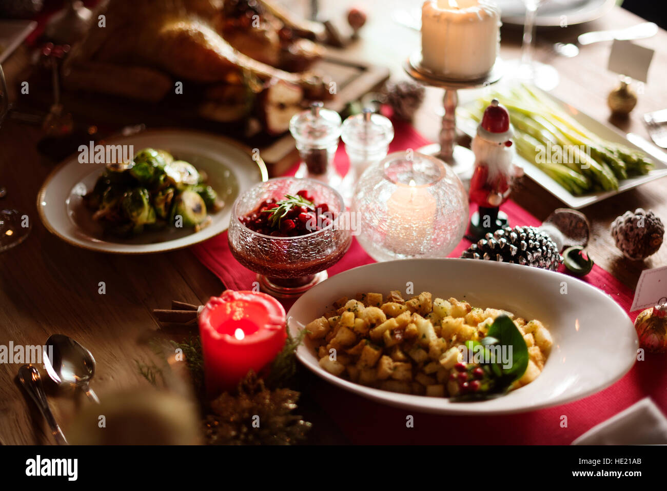 Christmas Family Dinner Table Concept Stock Photo - Alamy
