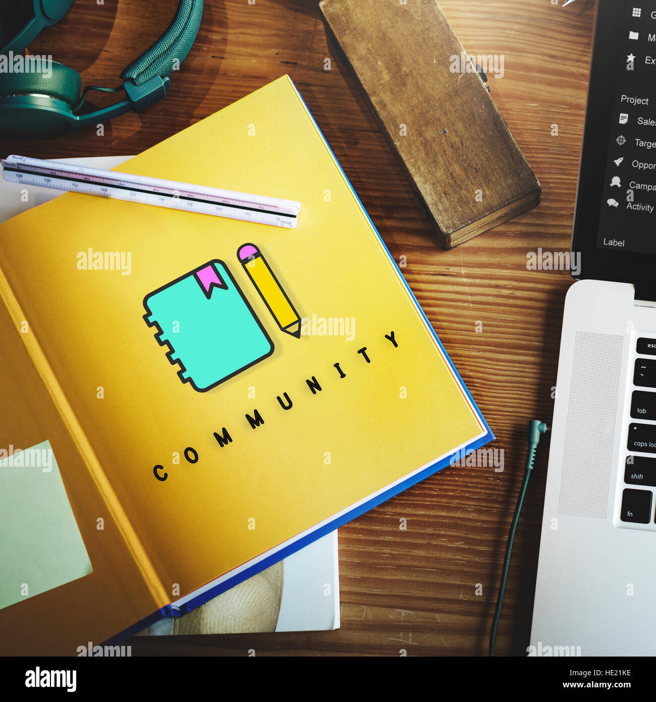 Notebook Pencil Write Communication Graphic Concept Stock Photo - Alamy