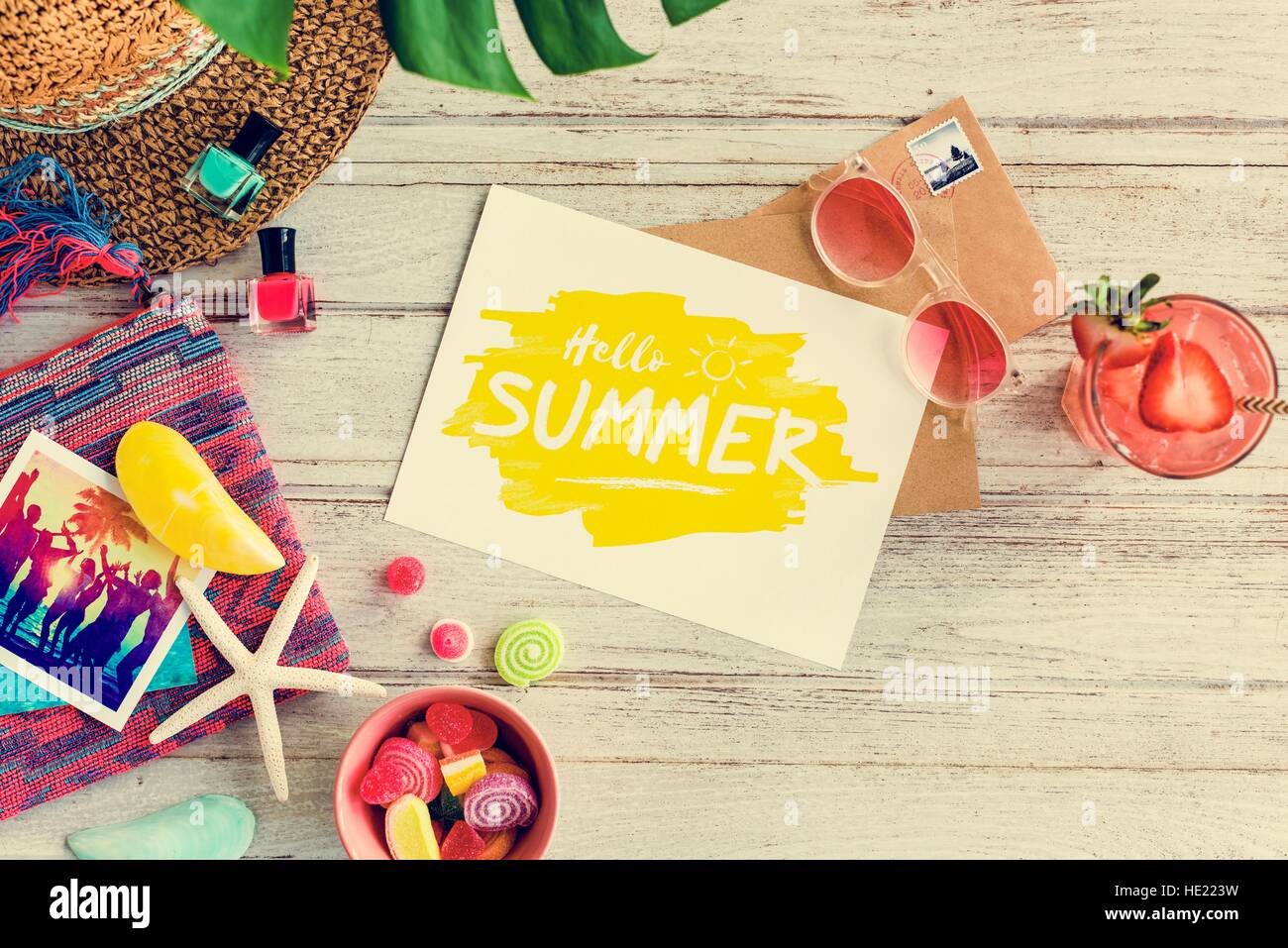 Hello Summer Creative Design Concept Stock Photo - Alamy