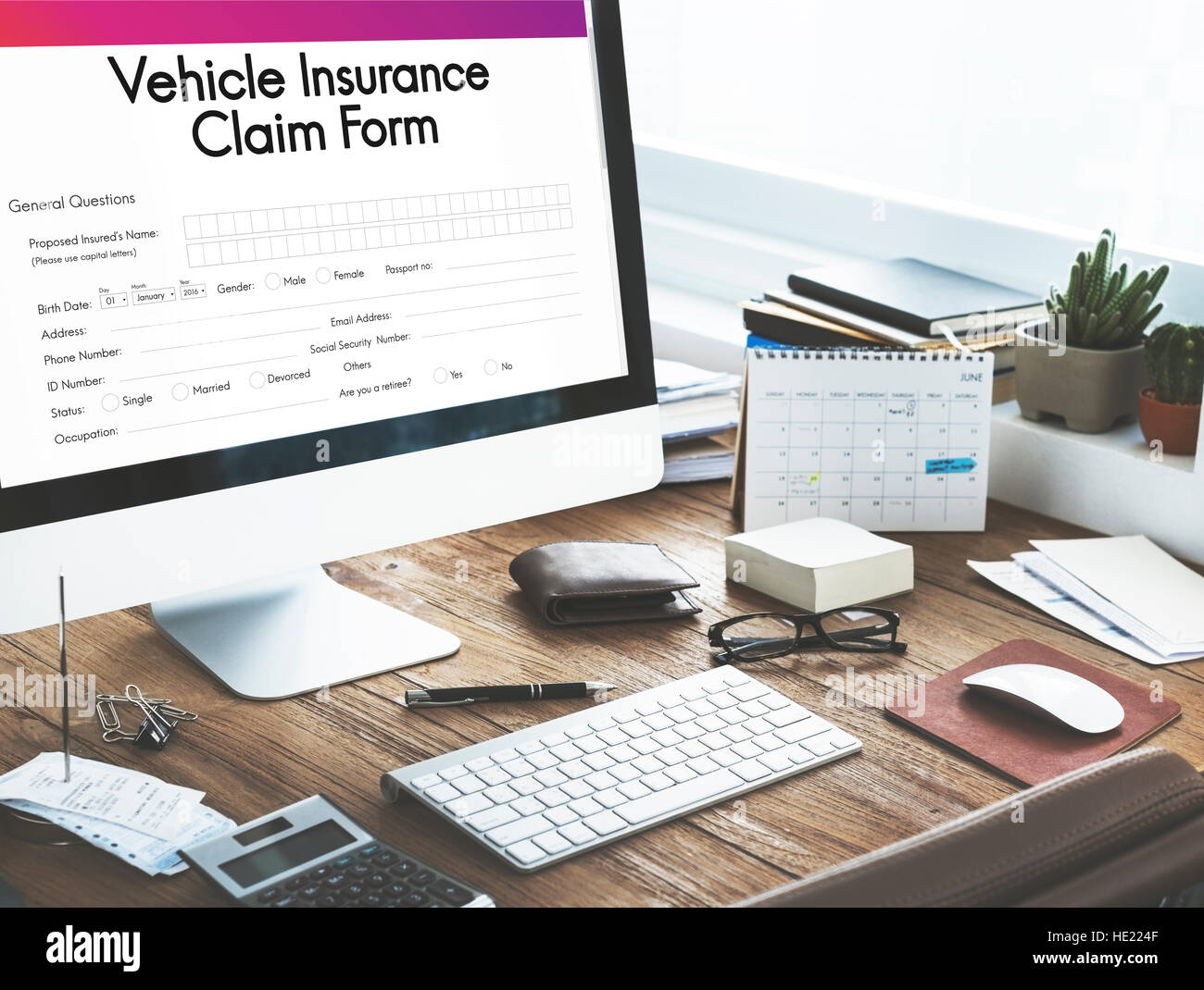 Vehicle Insurance Claim Form Concept Stock Photo - Alamy