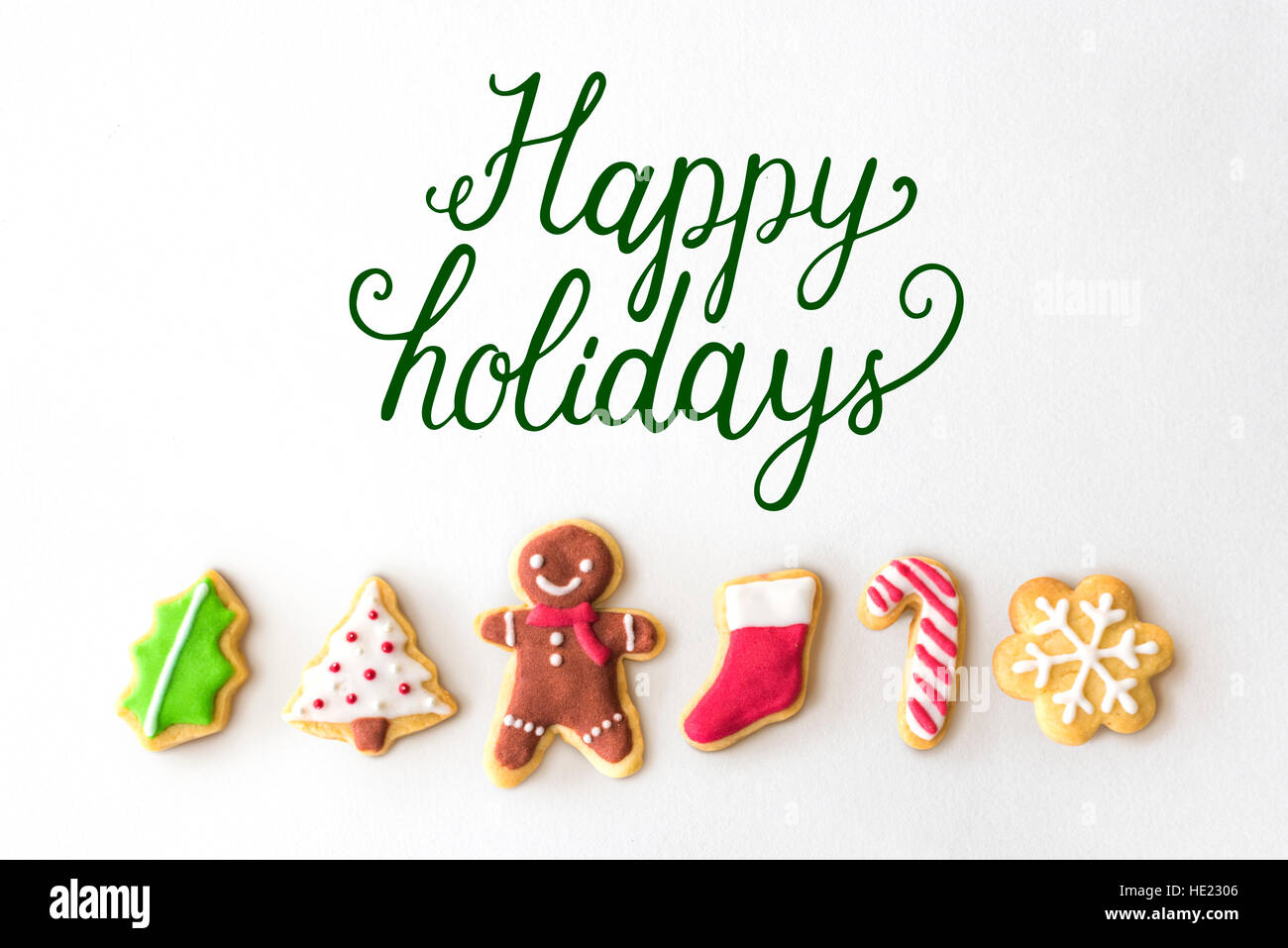 Happy holidays cheerful greeting word Stock Photo - Alamy