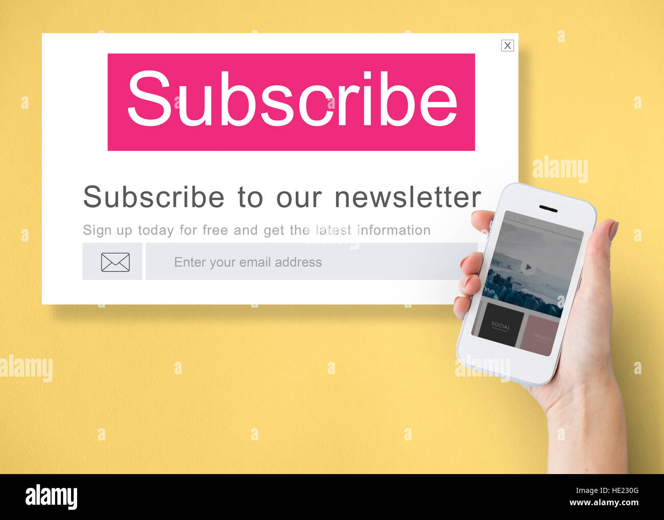 Subscribe Member Register Social Advertising Concept Stock Photo - Alamy