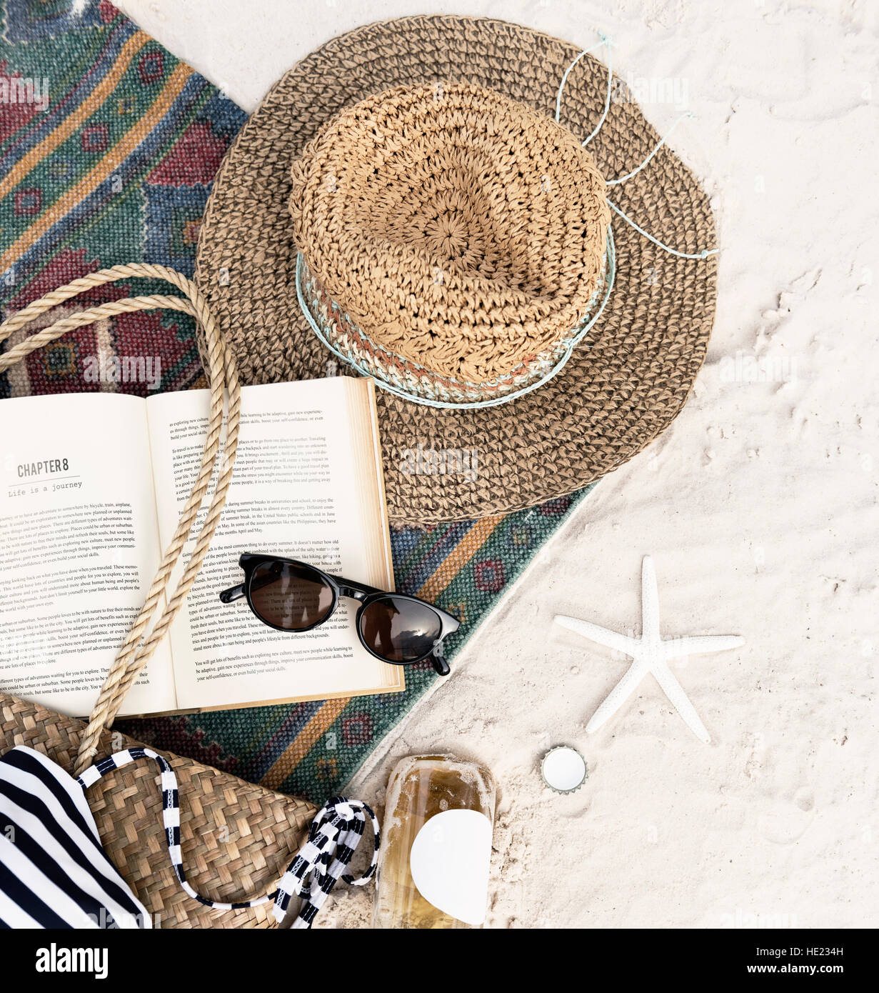 Beach Summer Holiday Vacation Book Leisure Relaxation Concept Stock ...