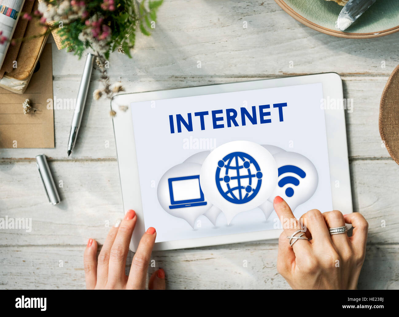 Internet Wireless Connection Icons Concept Stock Photo - Alamy