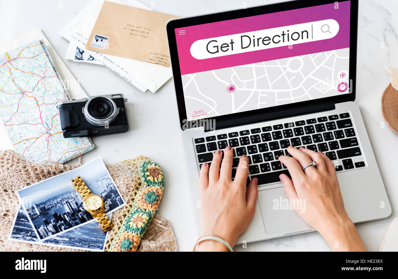 Get Direction Navigation GPS Map Destination Concept Stock Photo - Alamy