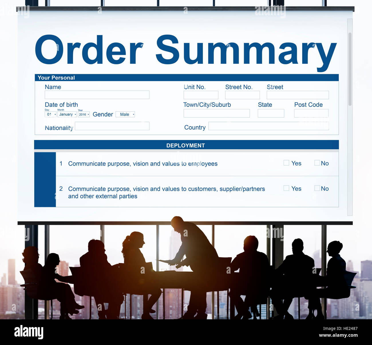 Order Summary Document Form Invoice Concept Stock Photo - Alamy