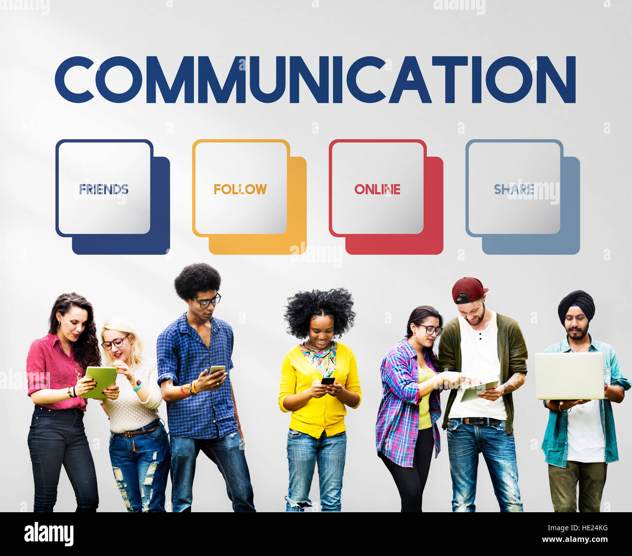 Social Media Box Buttons Concept Stock Photo - Alamy