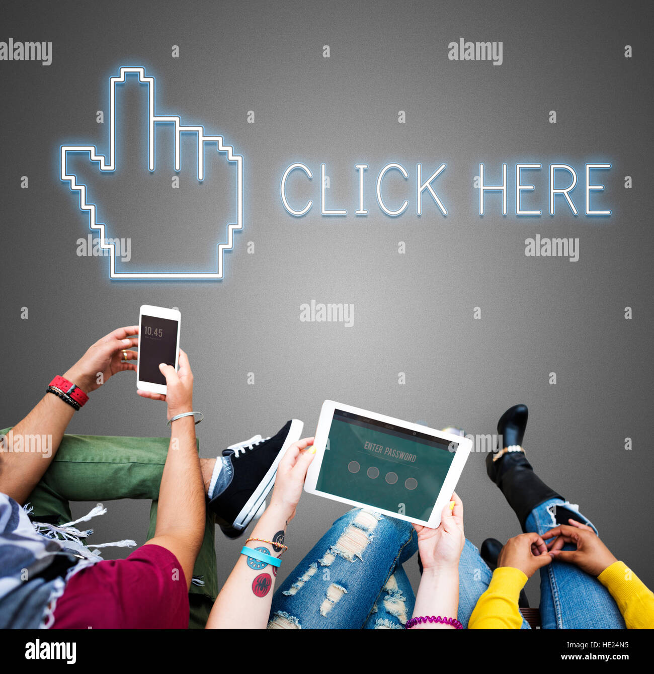 Digital Internet Connection Icon Mouse Pointer Concept Stock Photo - Alamy