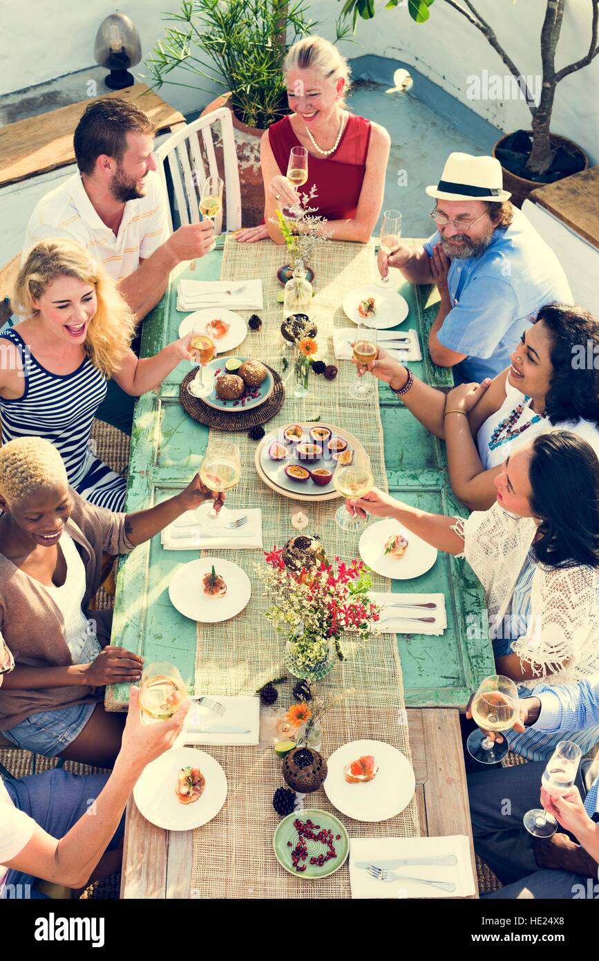 Group Of People Dining Concept Stock Photo - Alamy