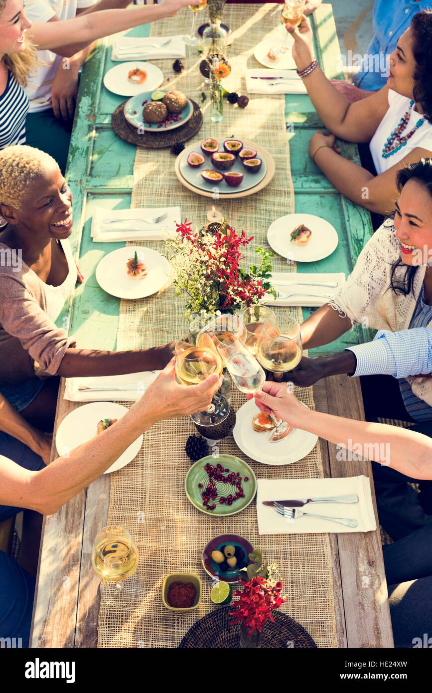 Group Of People Dining Concept Stock Photo - Alamy