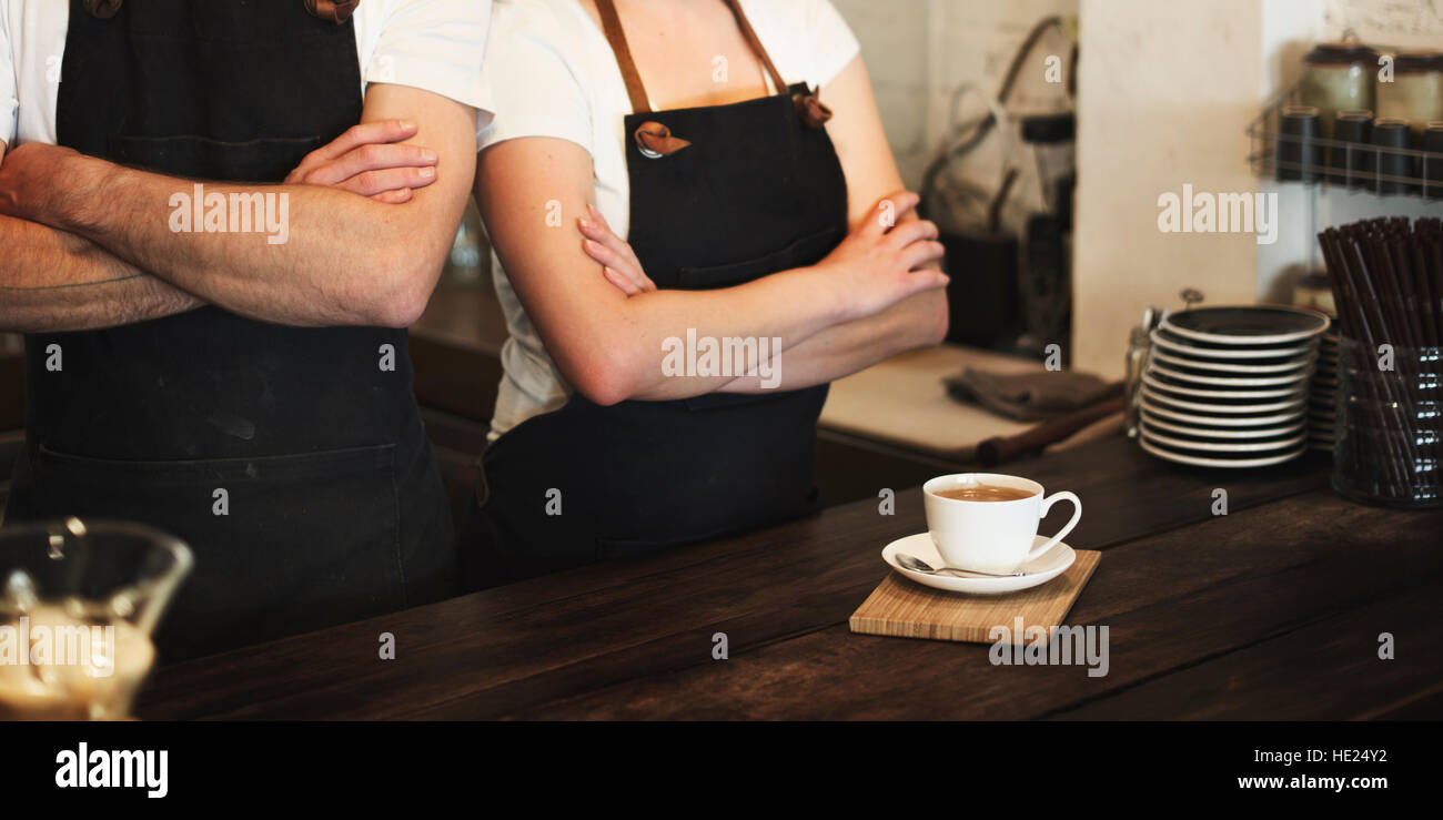 Barista Cafe Coffee Uniform Apron Service Shop Concept Stock Photo - Alamy