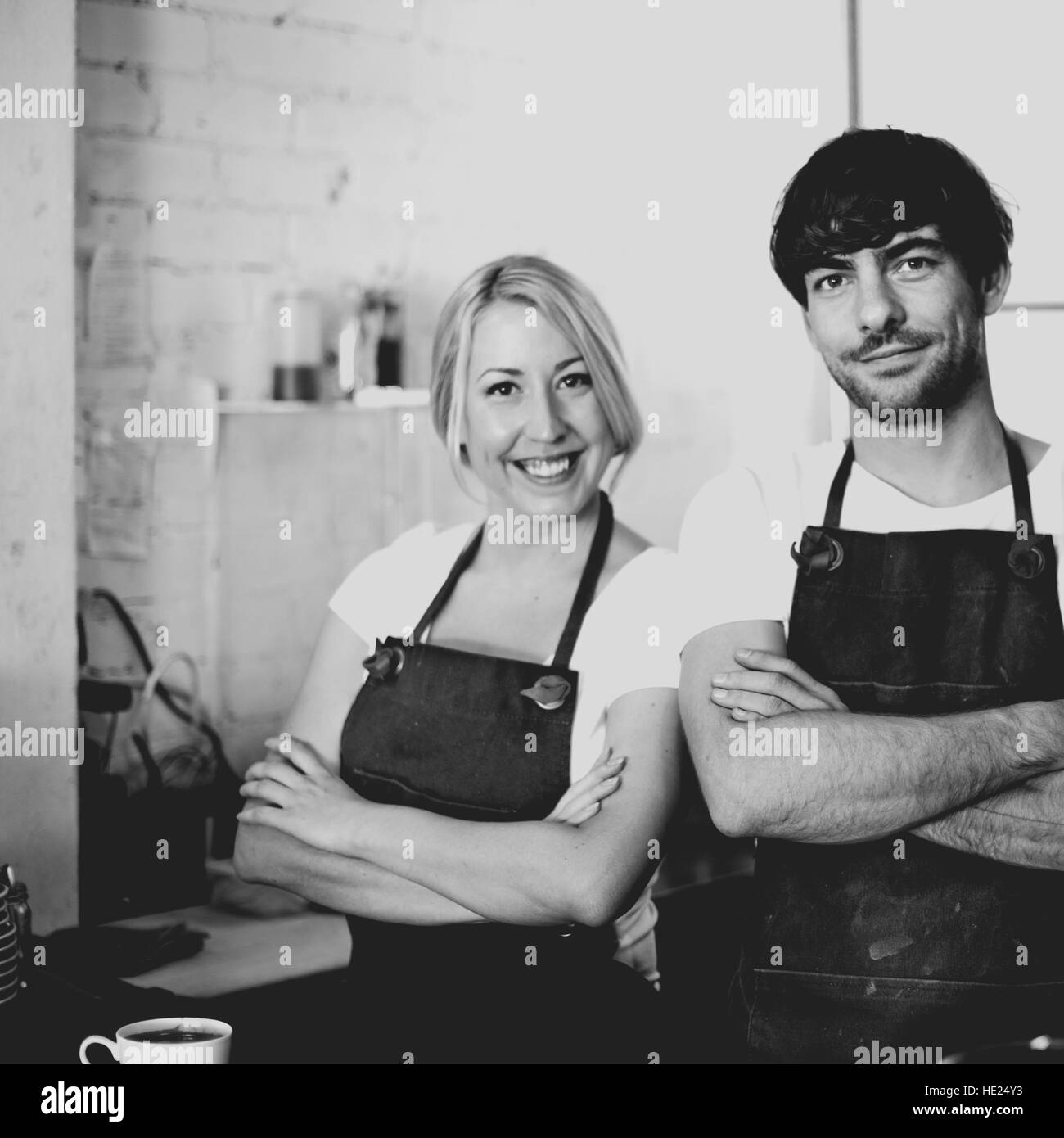 Barista Cafe Coffee Uniform Apron Service Shop Concept Stock Photo - Alamy