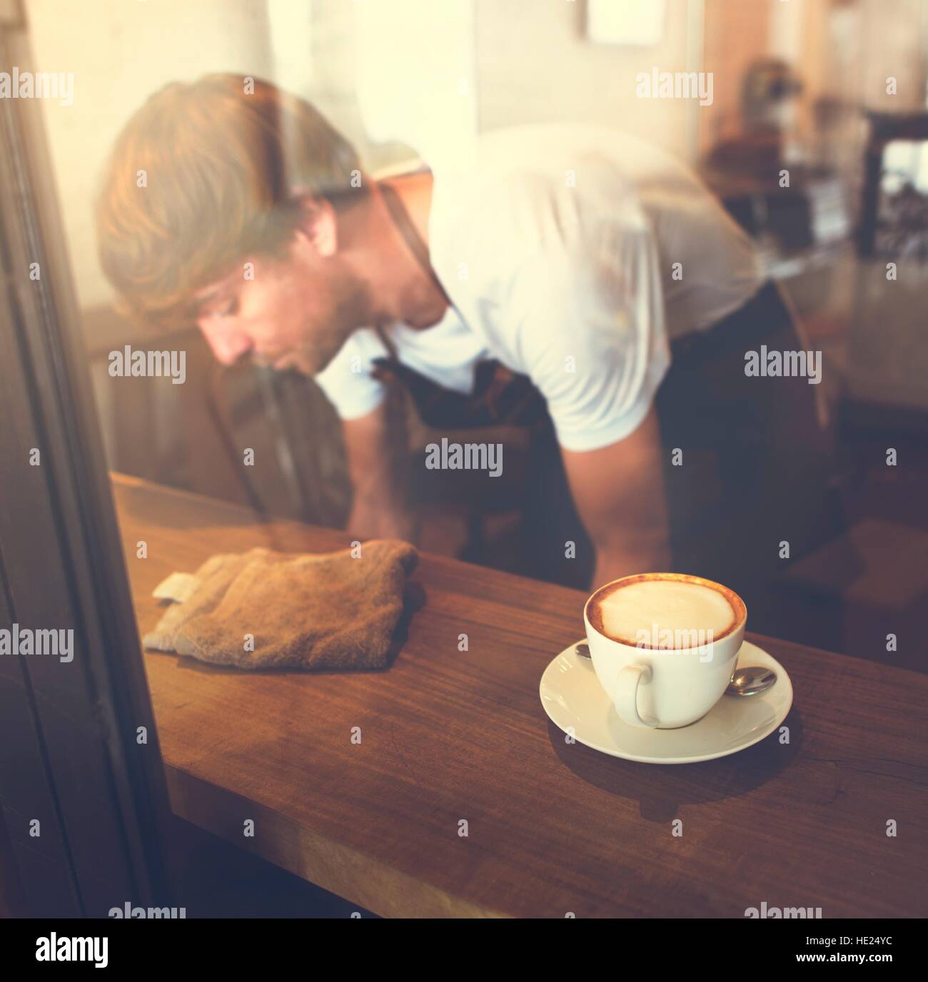 Barista Cafe Coffee Uniform Apron Service Shop Concept Stock Photo - Alamy