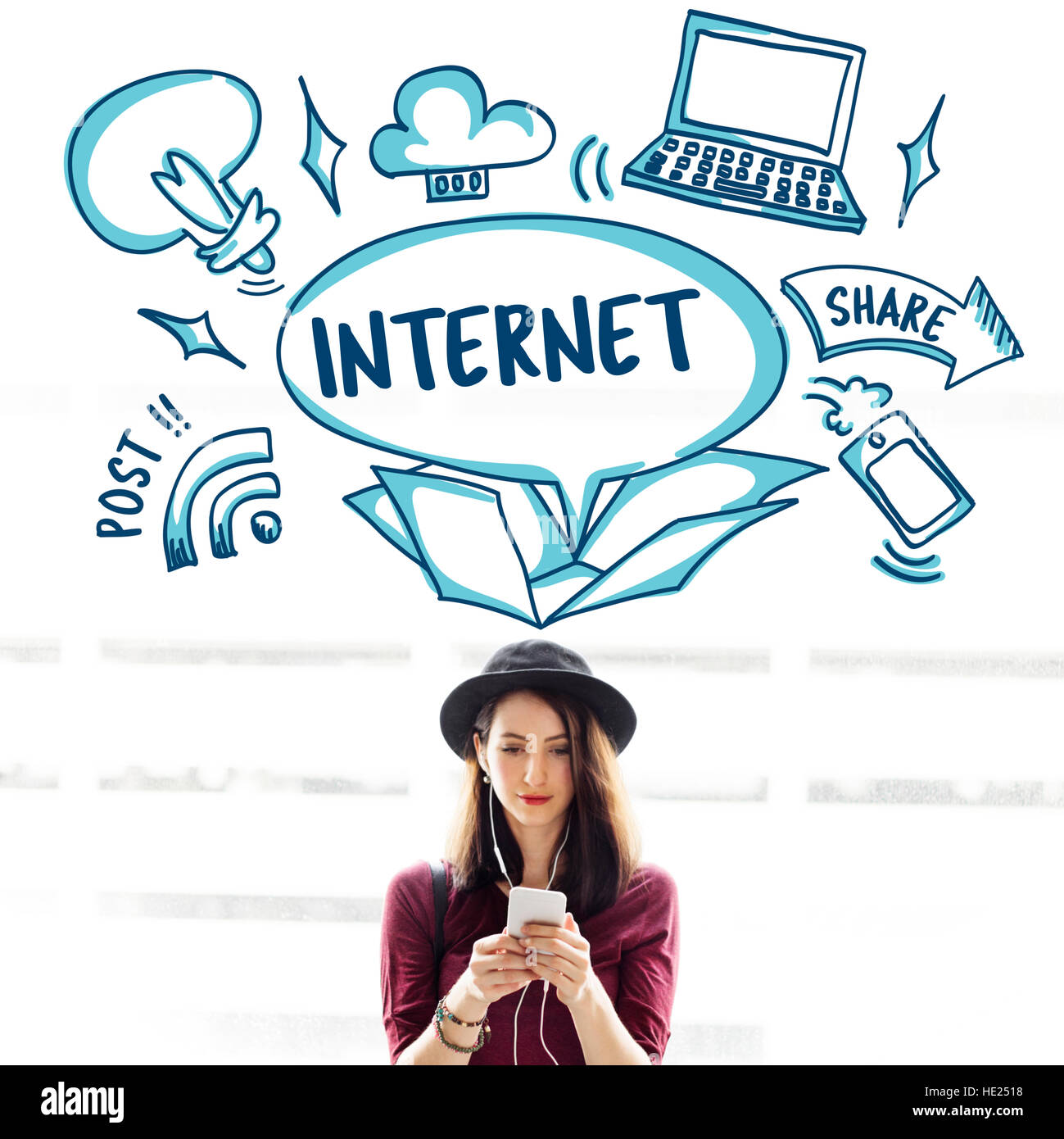 Internet Technology Ideas Outside Box Sketch Concept Stock Photo - Alamy