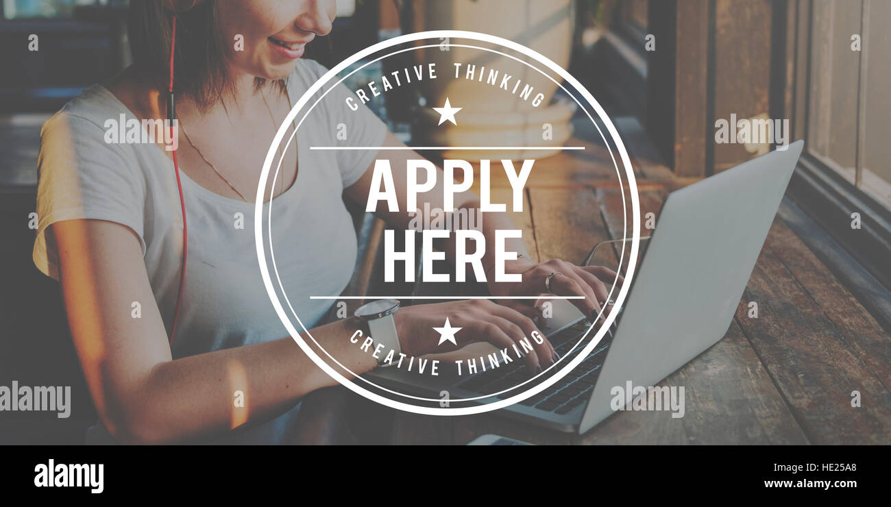 Apply Here Application Employment Human Resources Concept Stock Photo ...