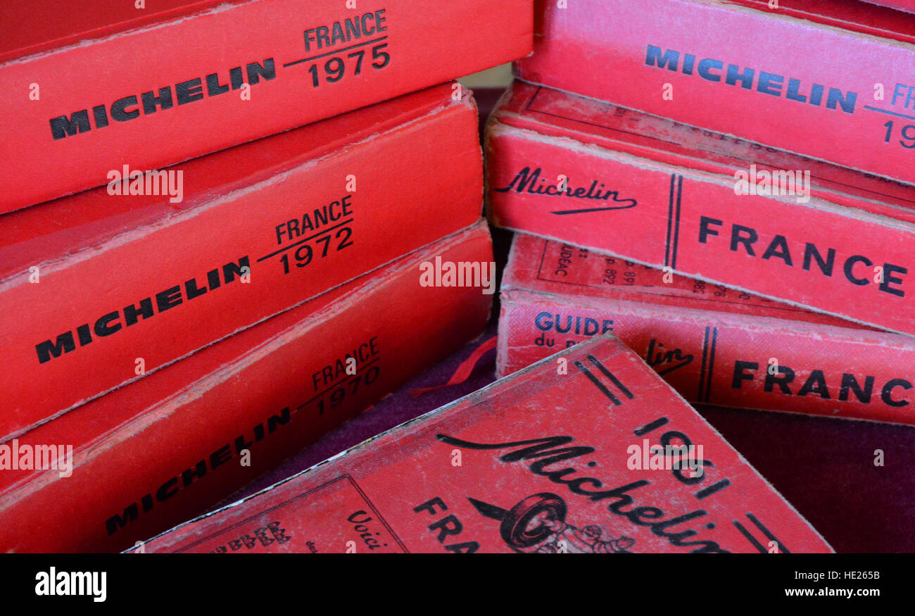 old Michelin red guide France french Stock Photo - Alamy