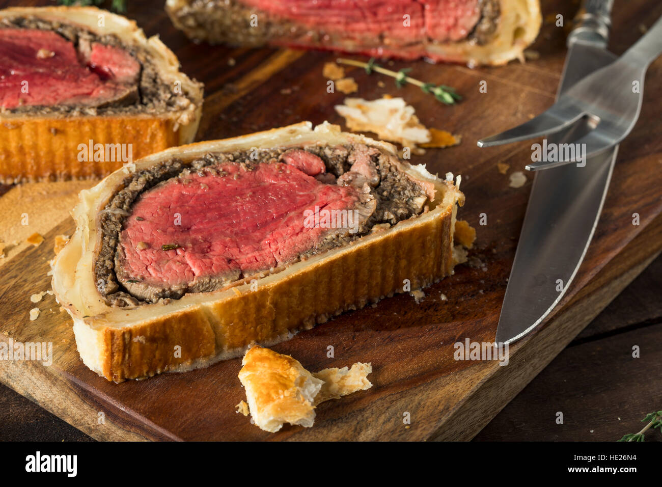 Homemade Christmas Beef Wellington with a Pastry Crust Stock Photo - Alamy